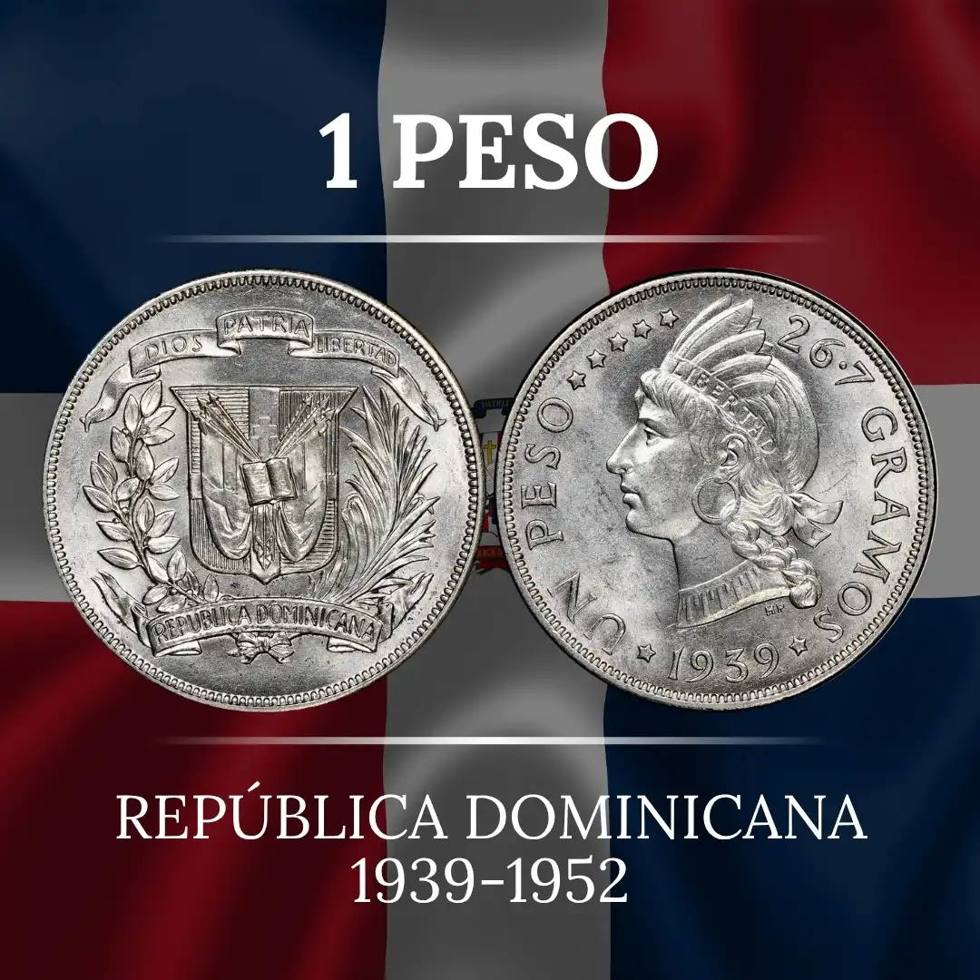 1 Peso of the Dominican Republic (1939-1952): History, Mintage, and ...